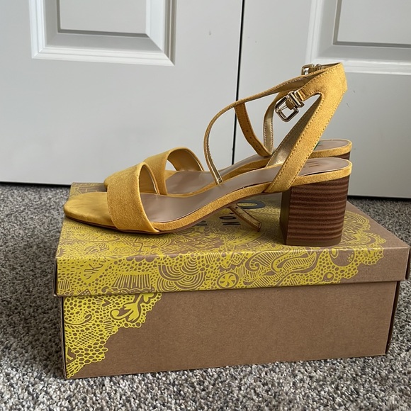 Mix No. 6 | Shoes | Mustard Yellow Suede Sandals With Ankle Strap ...